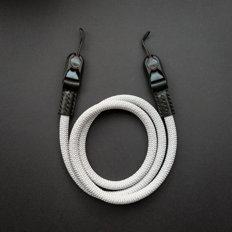 Premium Silver Grey Rope Camera Strap With Leather & Peak Design Anchor ...