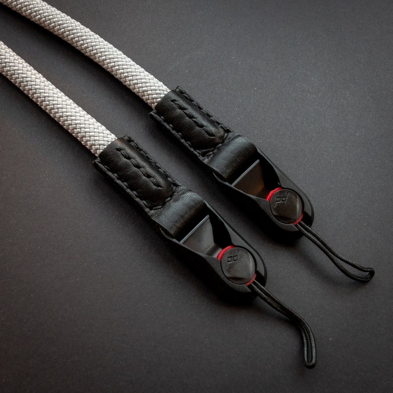 Premium Silver Grey Rope Camera Strap With Leather & Peak Design Anchor ...