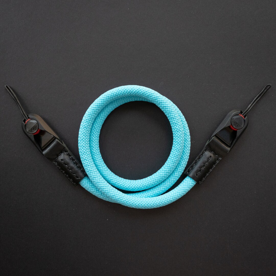 TURQUOISE BLUE "premium" Rope and Leather Camera Strap - Made With Peak ...