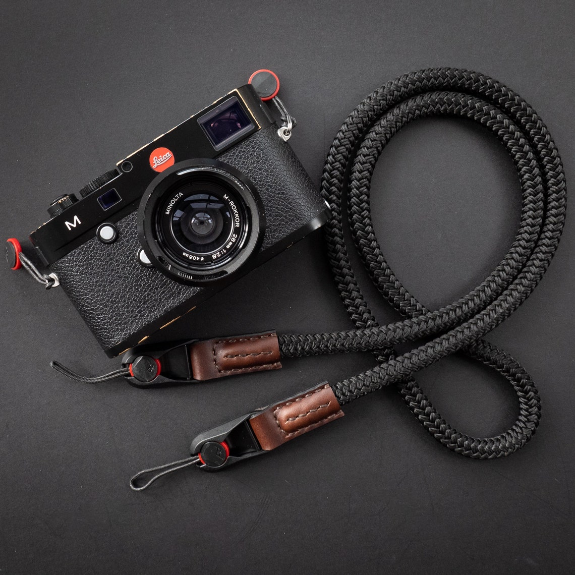 BLACK Marine Rope and Leather Camera Strap Made With Peak - Etsy