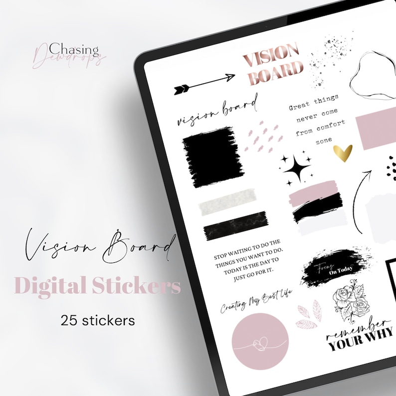 Vision Board Sticker Collection, Girl Boss Digital Stickers, Digital ...