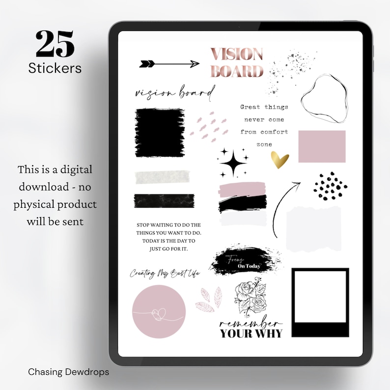 Vision Board Sticker Collection, Girl Boss Digital Stickers, Digital ...