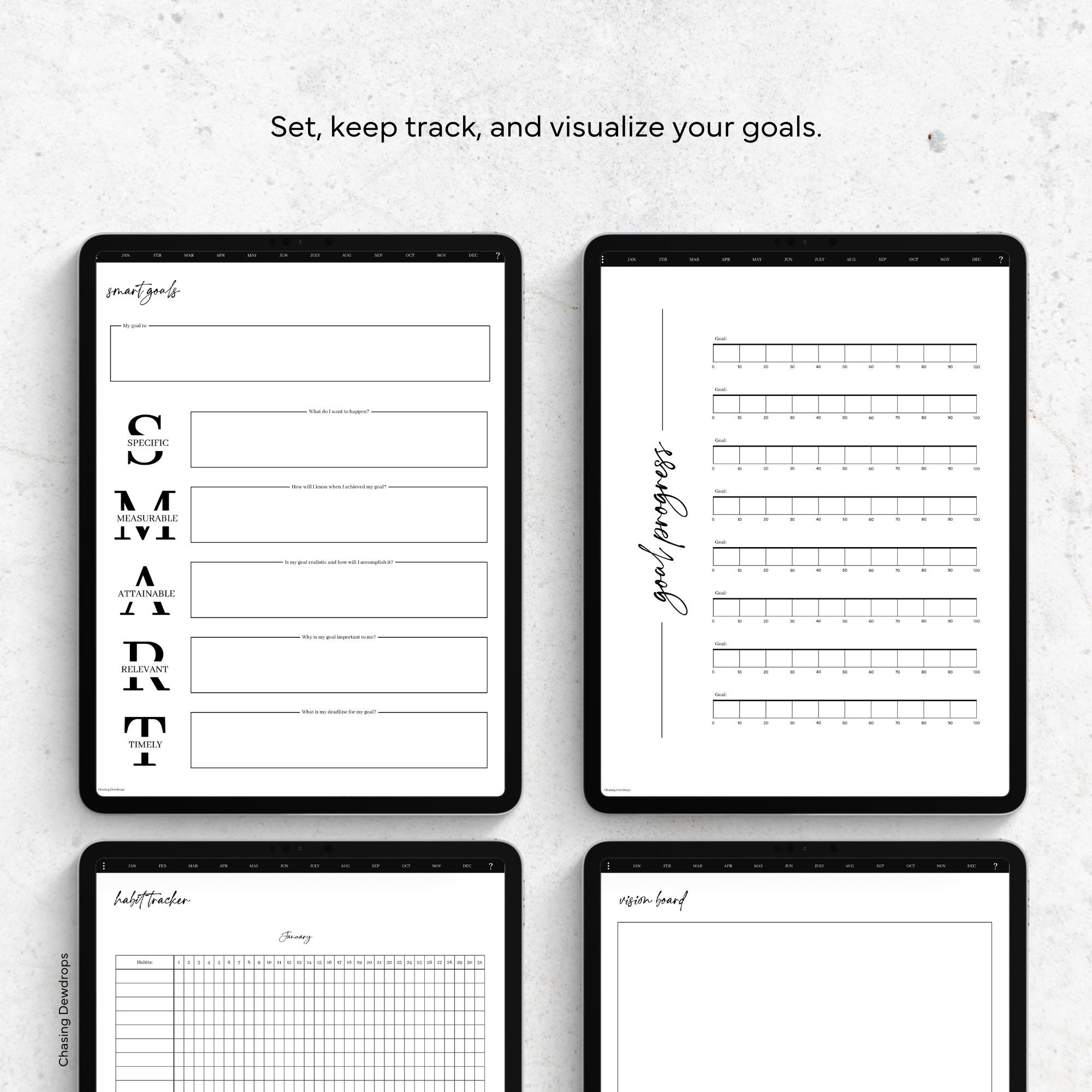 Goal Planner, Goal Tracker, Goal Journal, SMART Goals, Habit Tracker ...