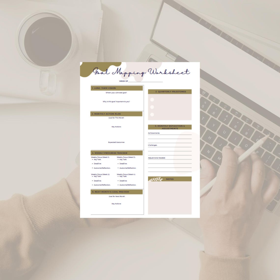 Weekly Goal Mapping Worksheet | Printable Goal Planner & Productivity ...