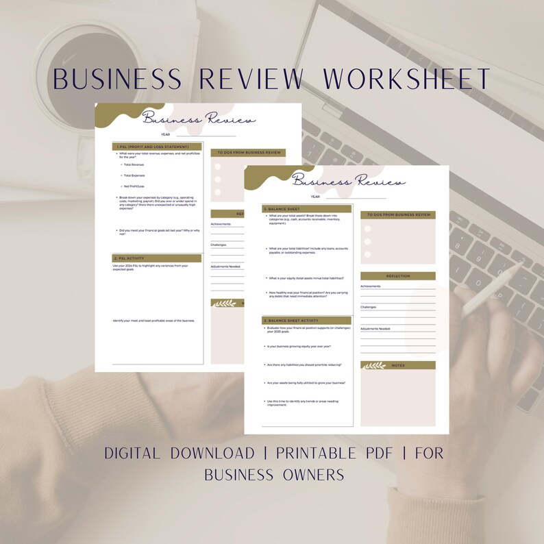 Business Review Worksheet: Financial Analysis Template (digital ...