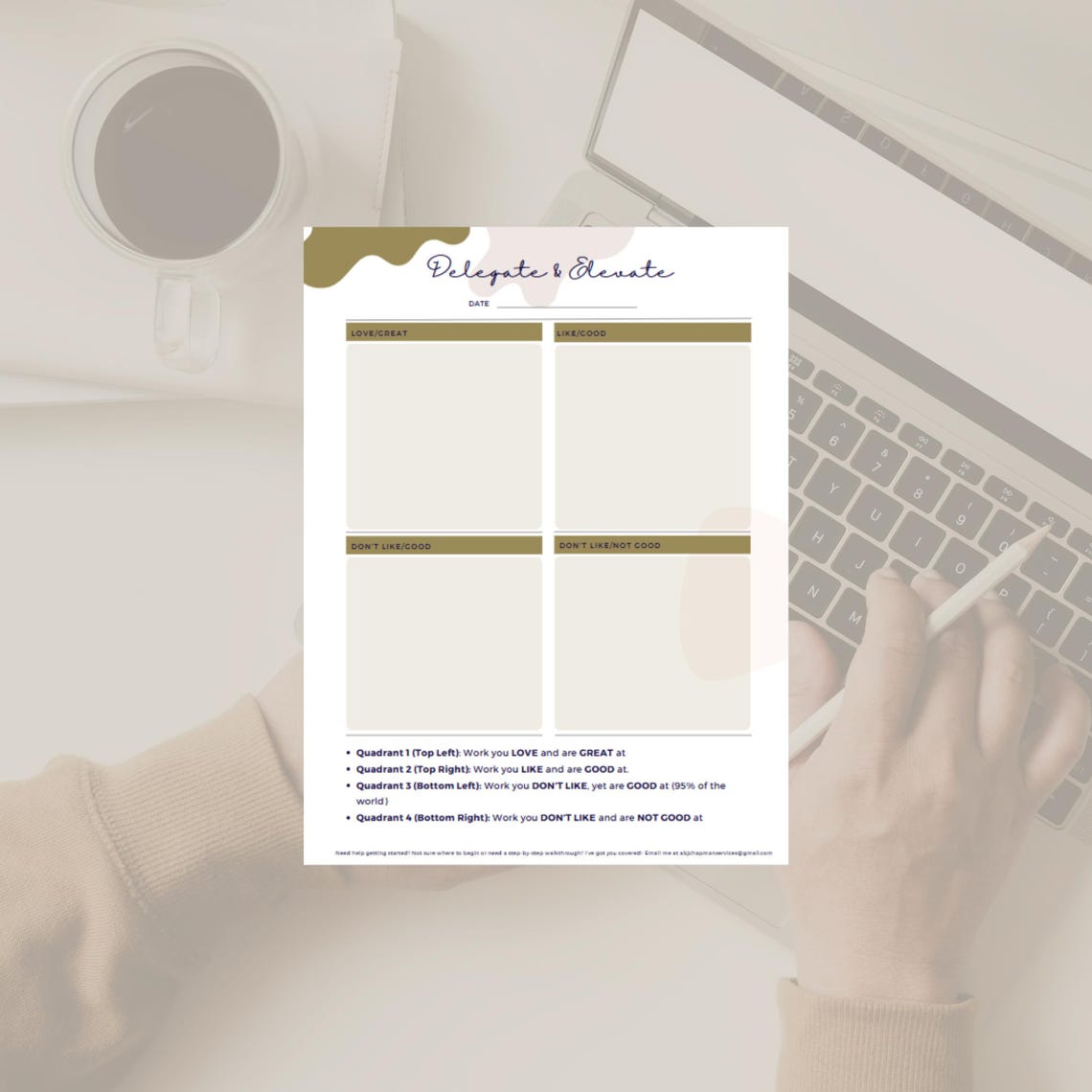 Delegate and Elevate Worksheet | Task Analysis & Time Management ...