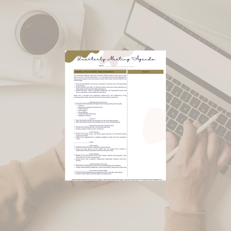Printable Quarterly Meeting Agenda | 90-day Review & Planning Template ...