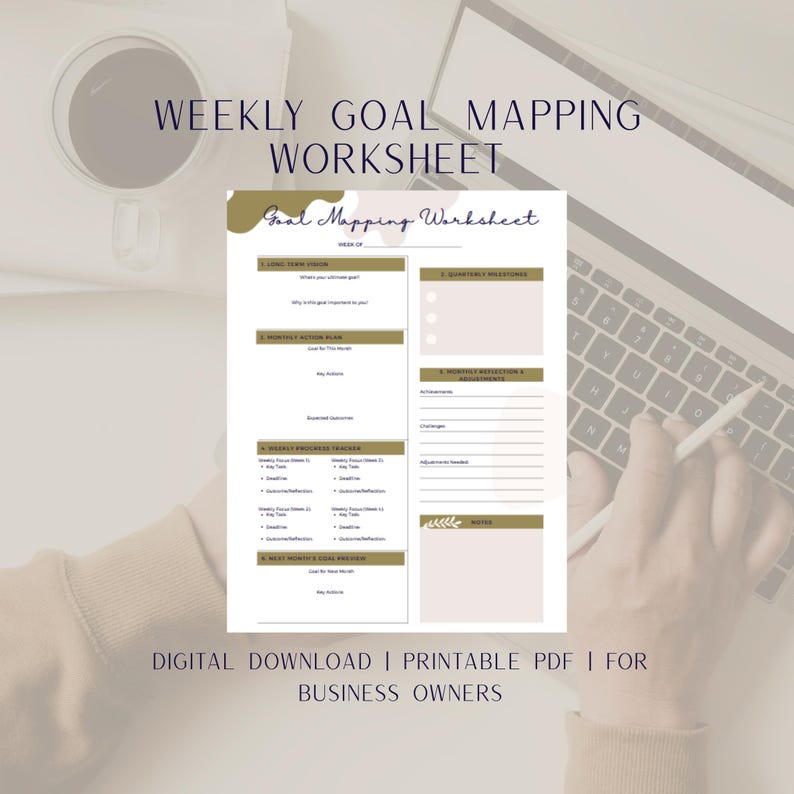 Weekly Goal Mapping Worksheet | Printable Goal Planner & Productivity ...