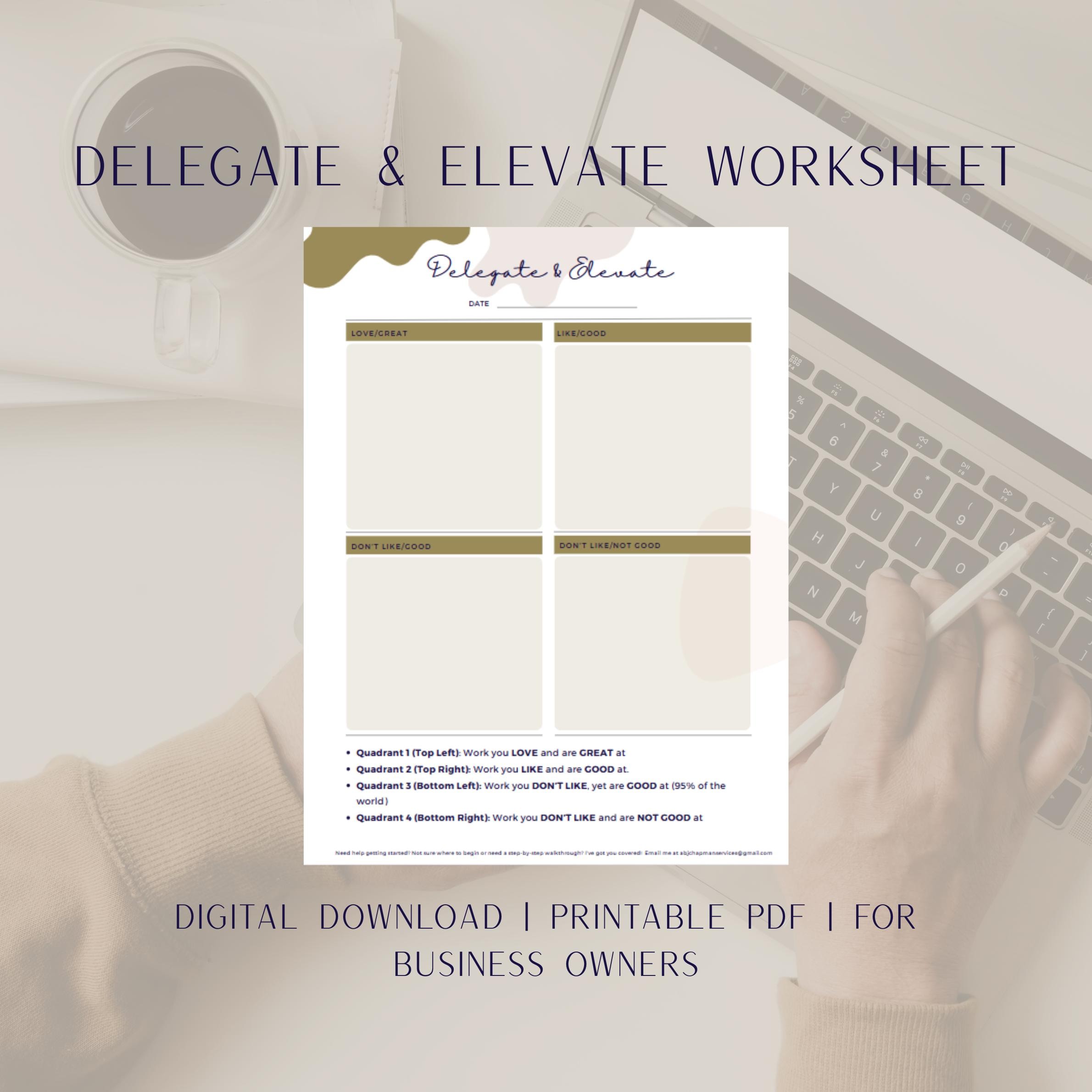 Delegate and Elevate Worksheet | Task Analysis & Time Management ...