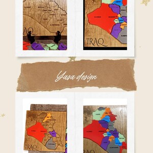 Iraq Map Puzzle With Cities, 3d Printed Cities and Engraved Wooden Map ...