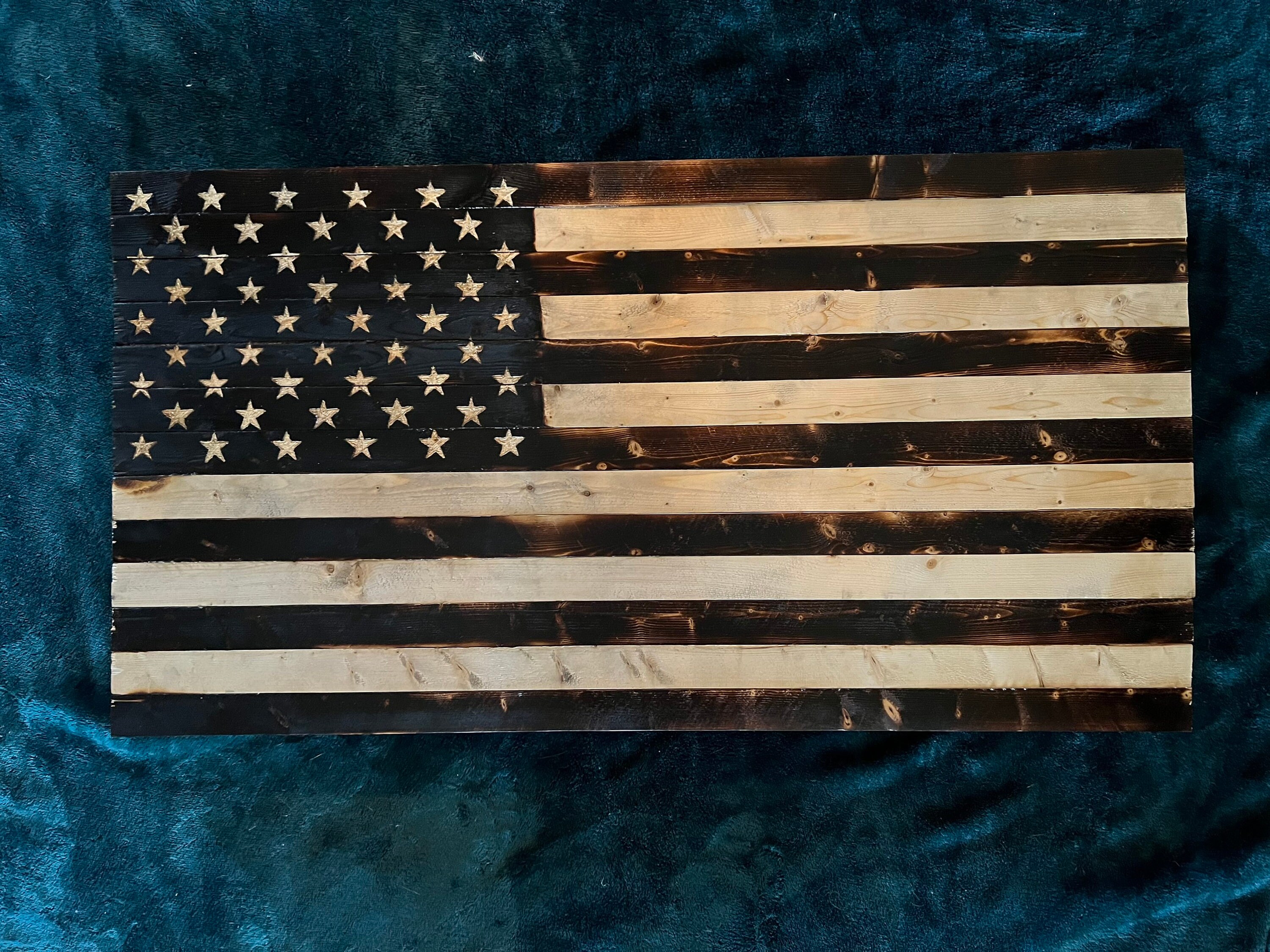 Rustic Wood-burned American Flag - Etsy