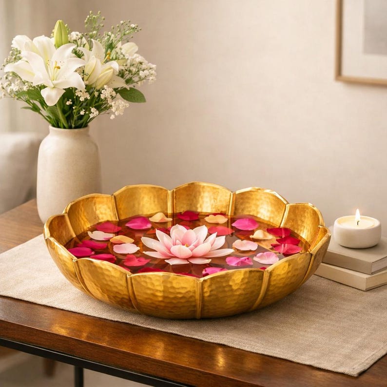 Lotus Shape Decorative Bowl, Urli - Set of 3 (10, 12, and 14 Inches ...