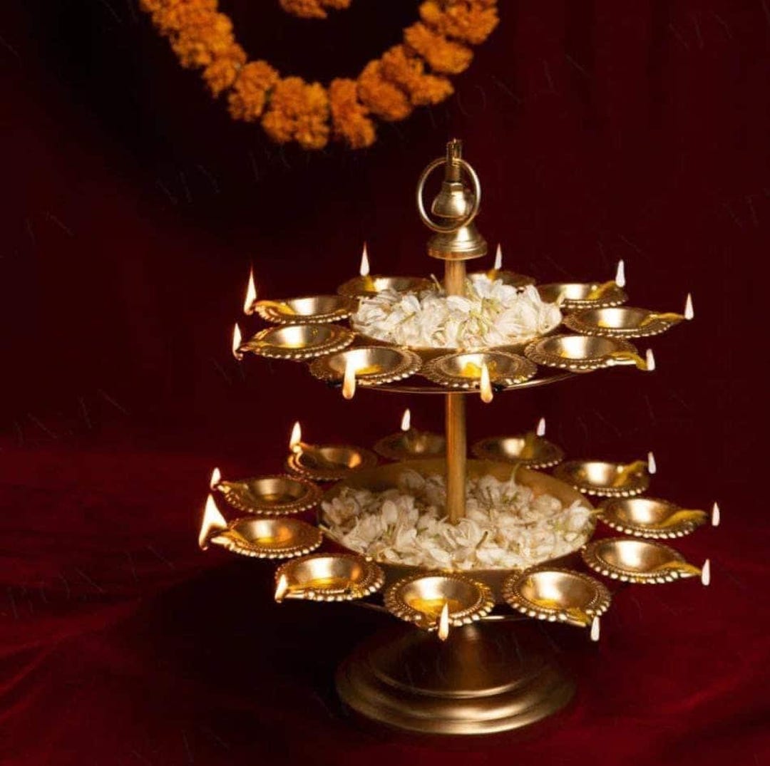 2 Layer Diya Urli Stand. Urli, Diwali Diya Bowl, Indian Wedding - Etsy