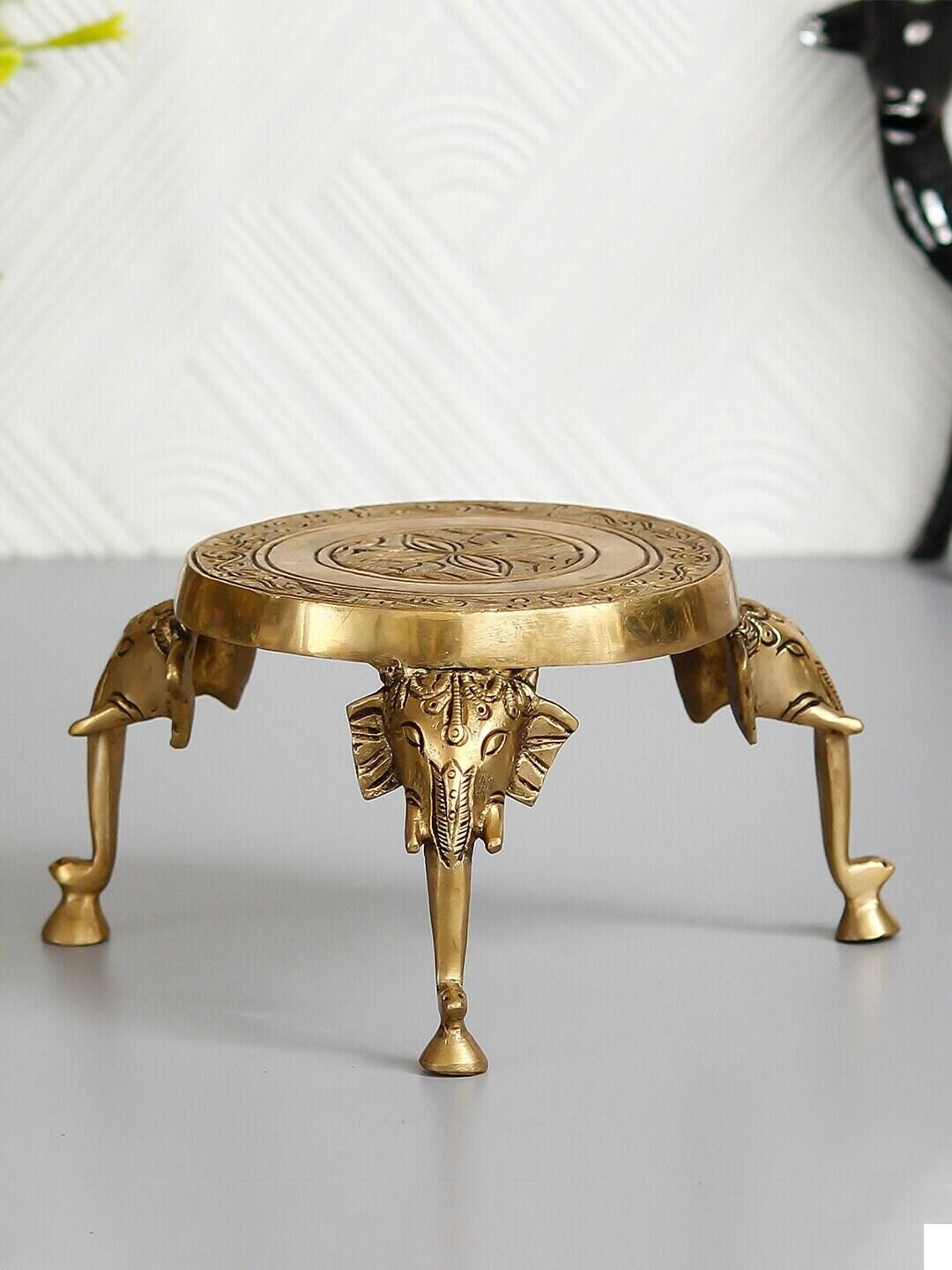 Handmade Gold-toned Stool With Elephant Design Legs Showpiece - Etsy