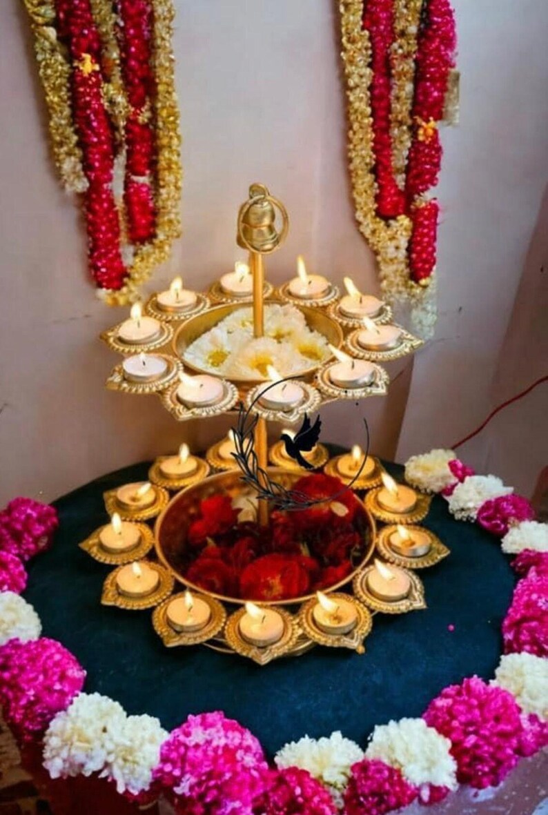 2 Layer Diya Urli Stand. Urli, Diwali Diya Bowl, Indian Wedding - Etsy