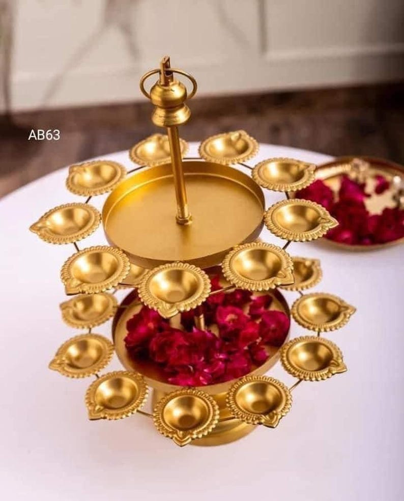 2 Layer Diya Urli Stand. Urli, Diwali Diya Bowl, Indian Wedding - Etsy