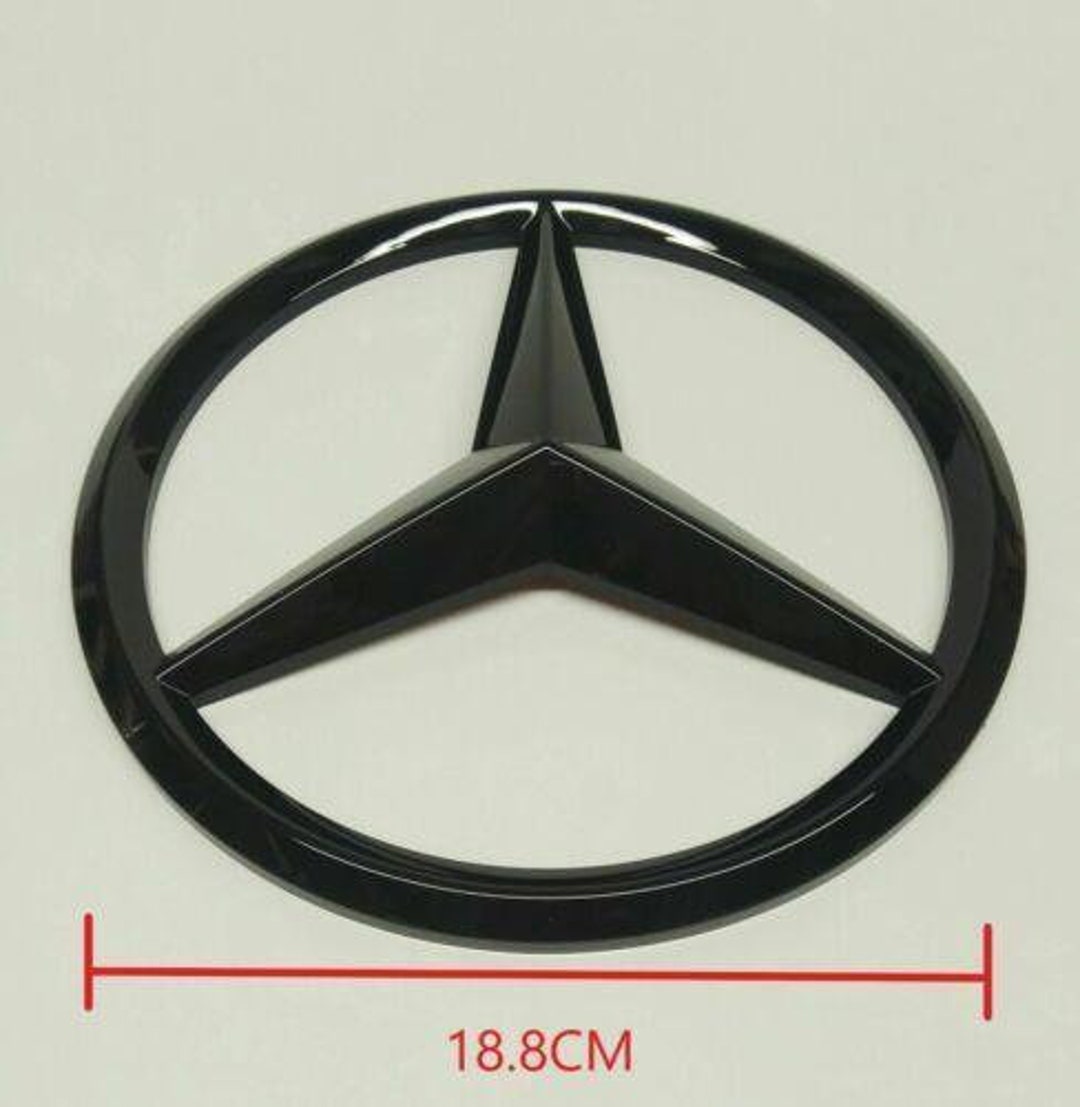 Customs Made Mercedes Gloss Black Front Grille Star Badge Cover 18.5cm ...