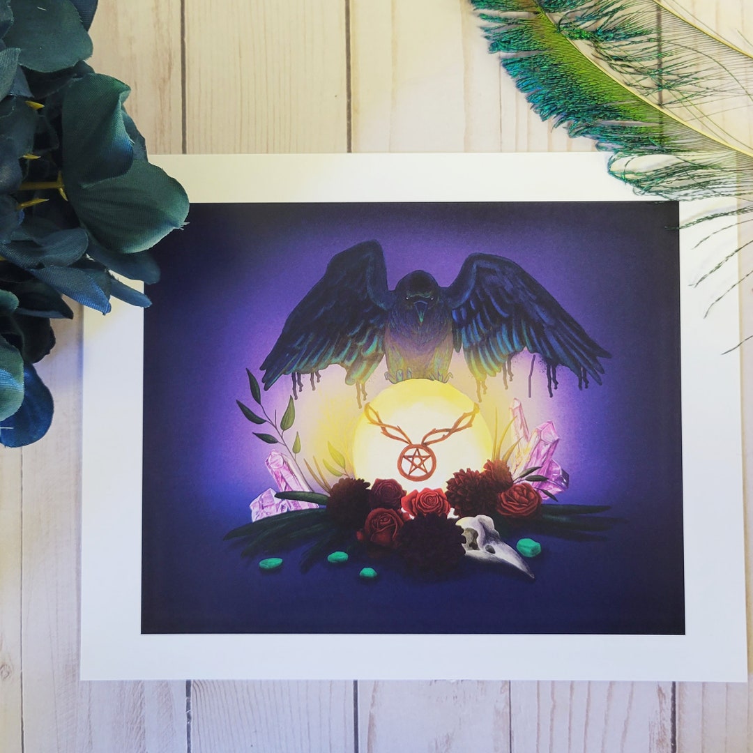 Enchanting Raven in a Magical Scene: Original Digital Painting Print ...