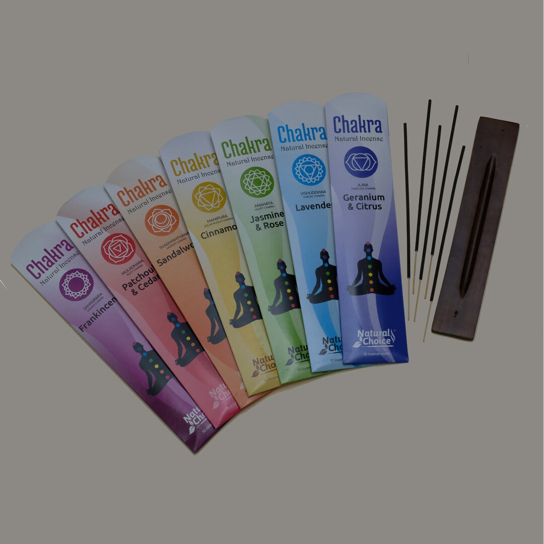 Natural Choice Incense 7 Chakra Incense Gift Pack With Incense Burner ...