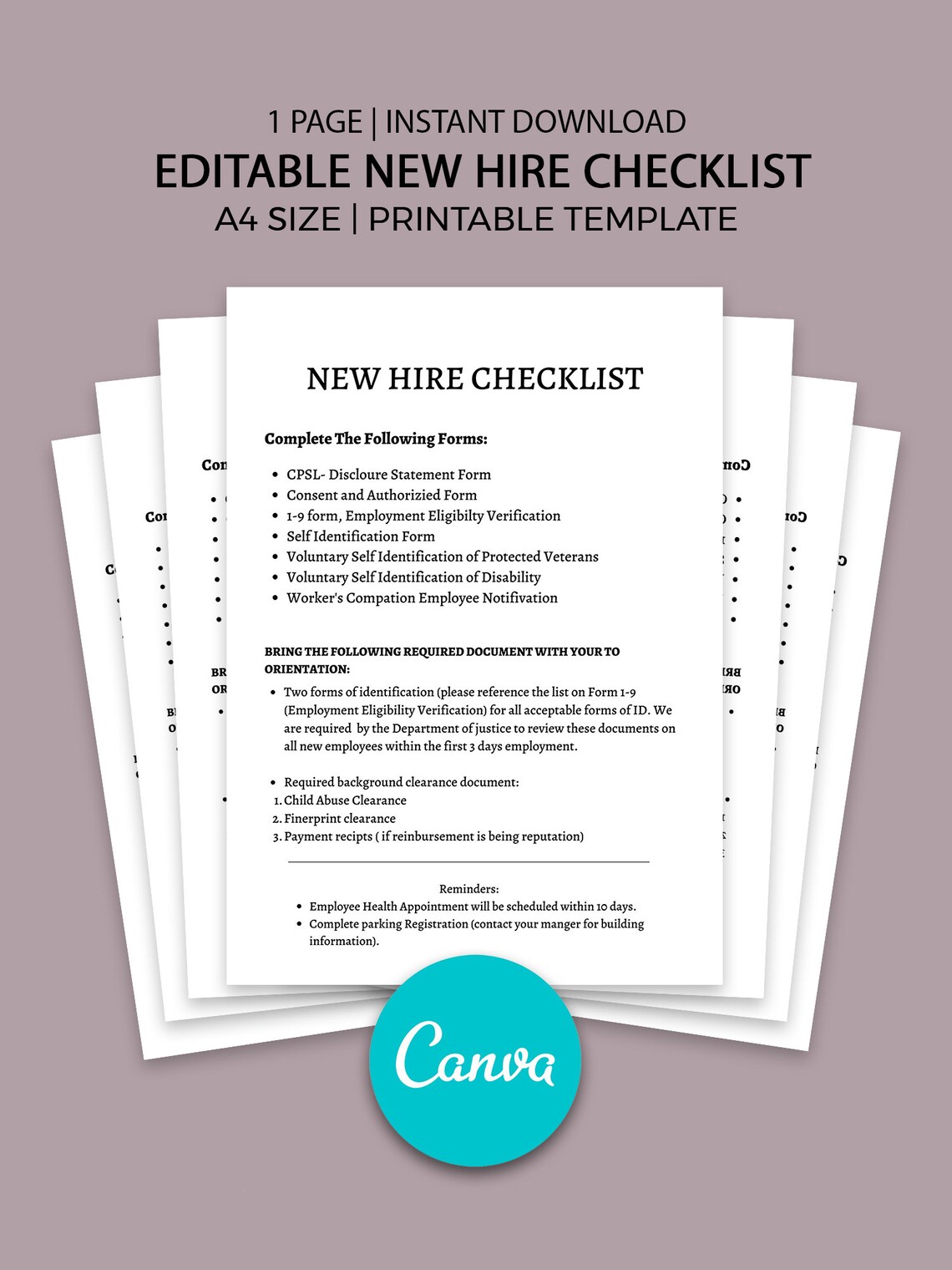Offboarding Checklist Form, BUNDLE, Editable Template, Human Resources ...
