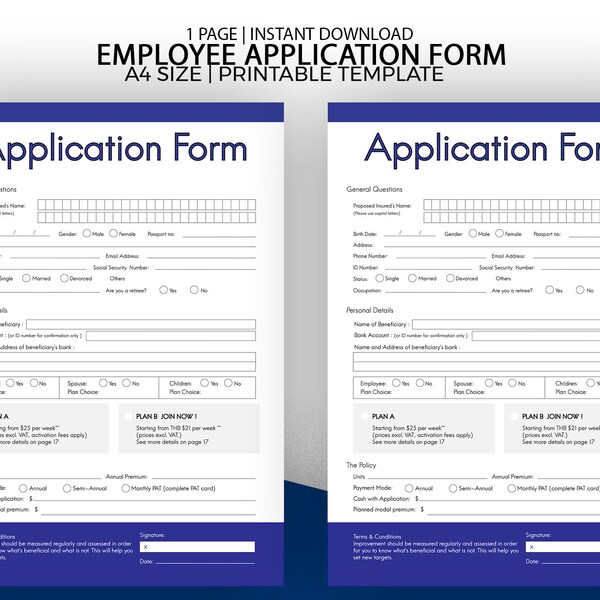 Printable Employment Application - Etsy