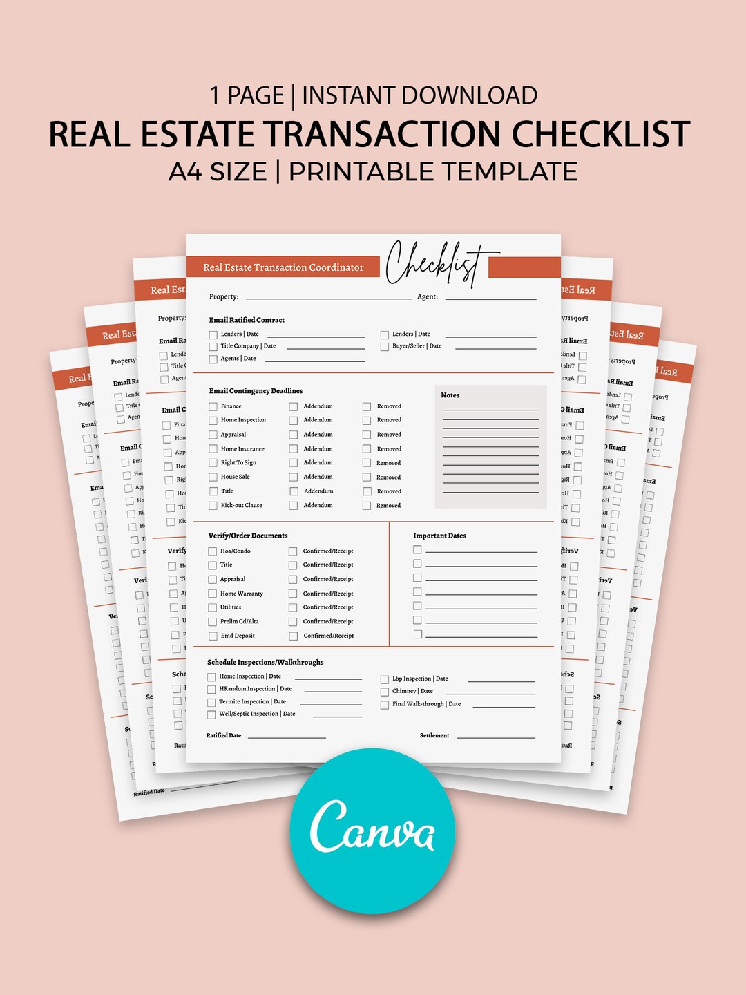 Transaction Coordinator Checklist for Realtors, Realtor Checklist, Real ...