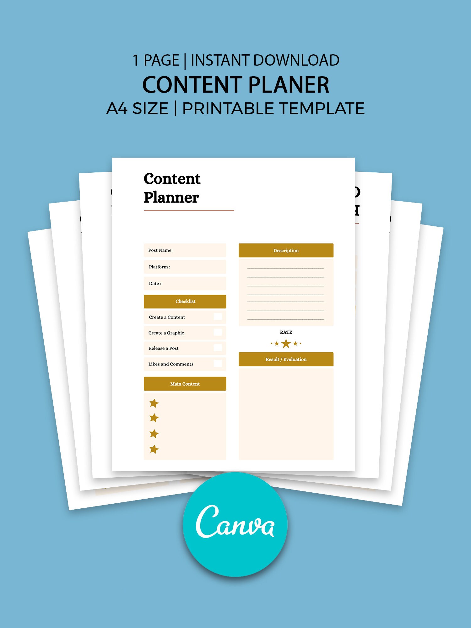 Printable Content Planner Social Media Planner Printable - Etsy