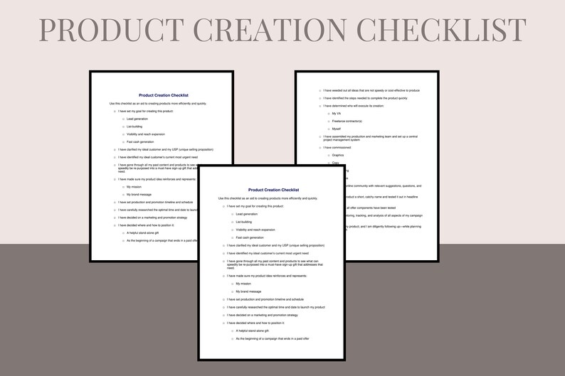 Editable Product Creation Checklist Design - Etsy
