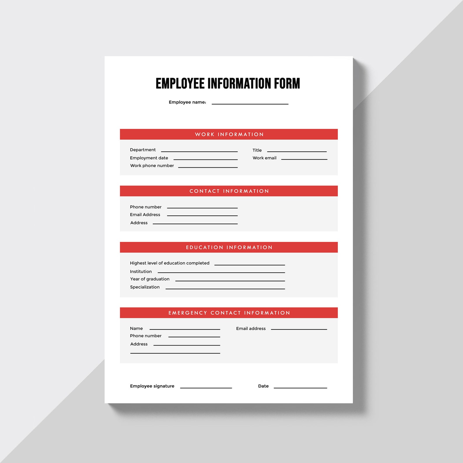 Employee Information Form, Human Resources, Disciplinary Action Notice ...