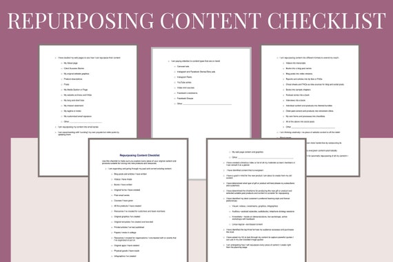 Repurposing Content Checklist Design With Editable Template - Etsy