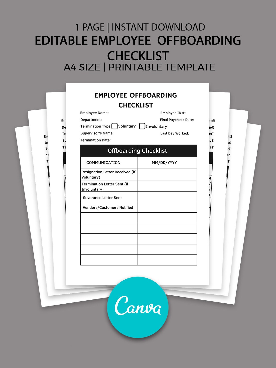 Offboarding Checklist Form Human Resources Employee Human - Etsy