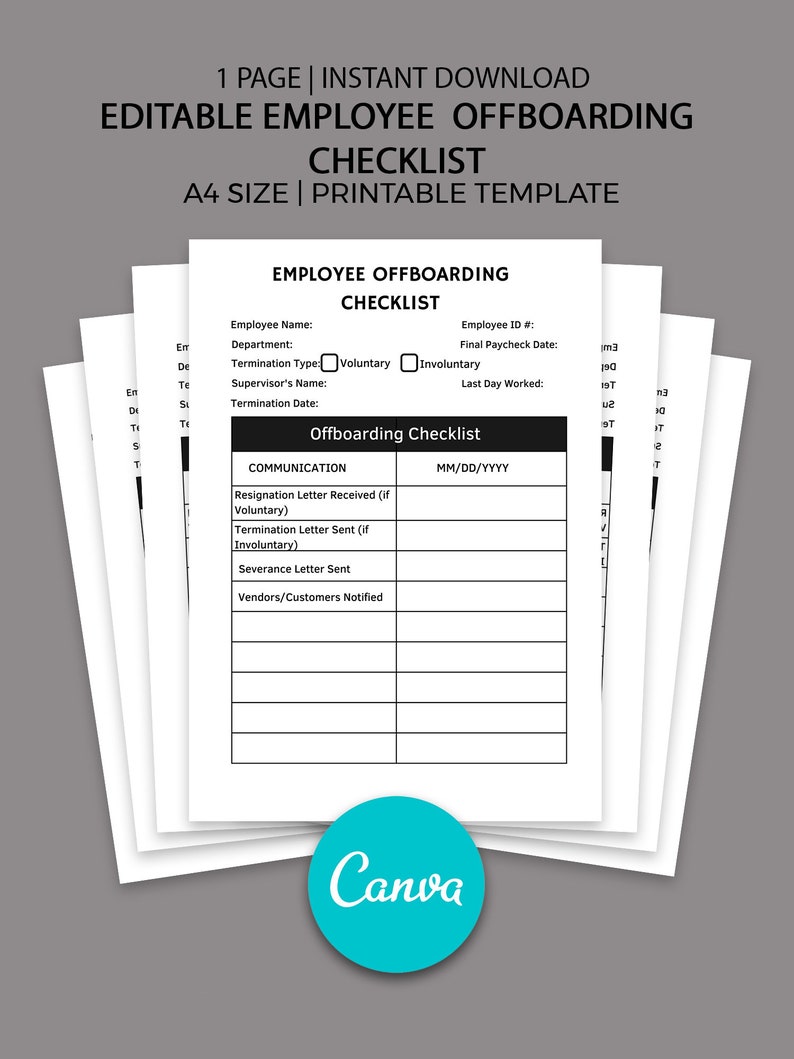 Offboarding Checklist Form, Human Resources, Employee Human Resources ...