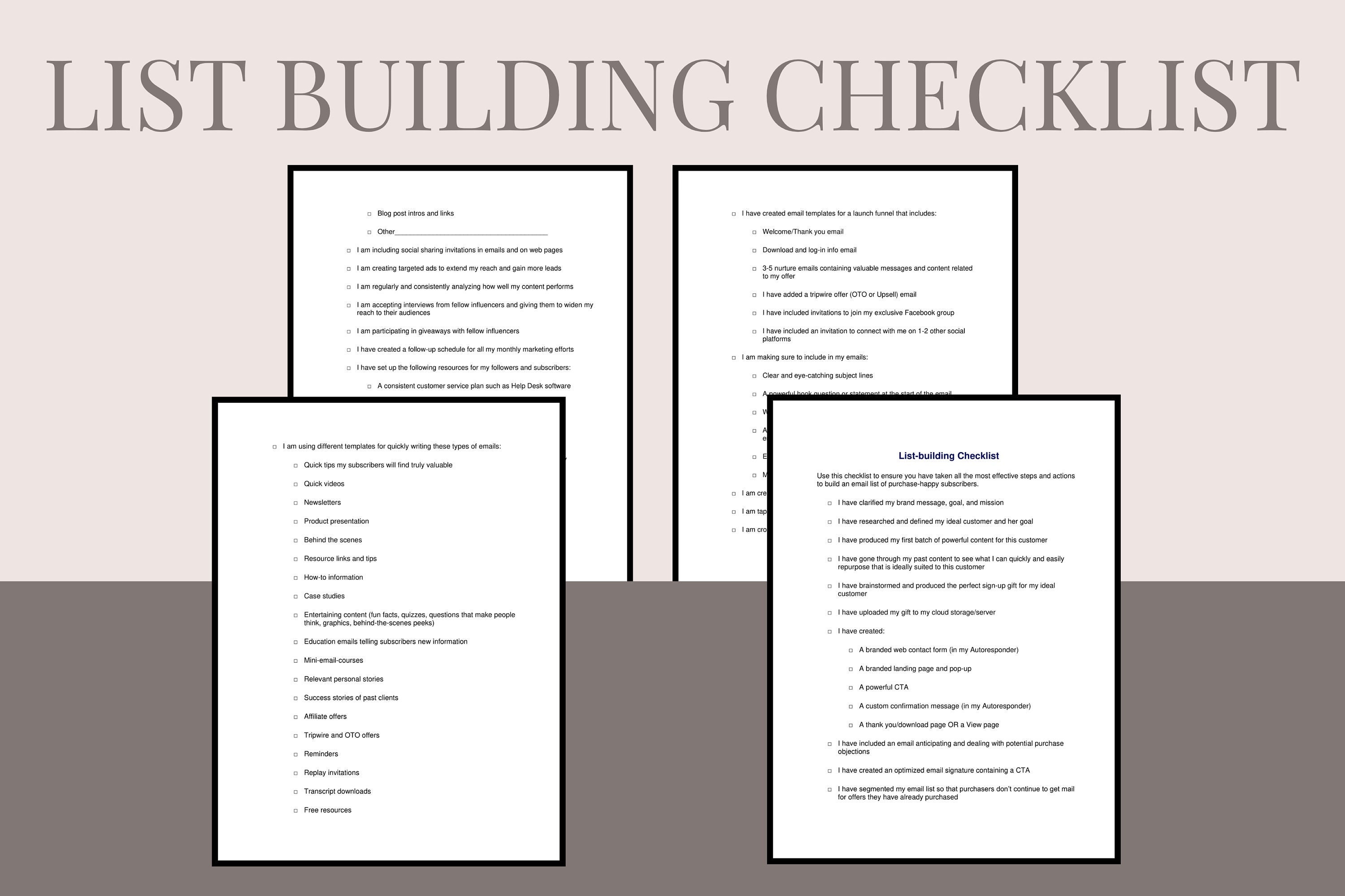 List Building Printable Checklist Design and Template - Etsy