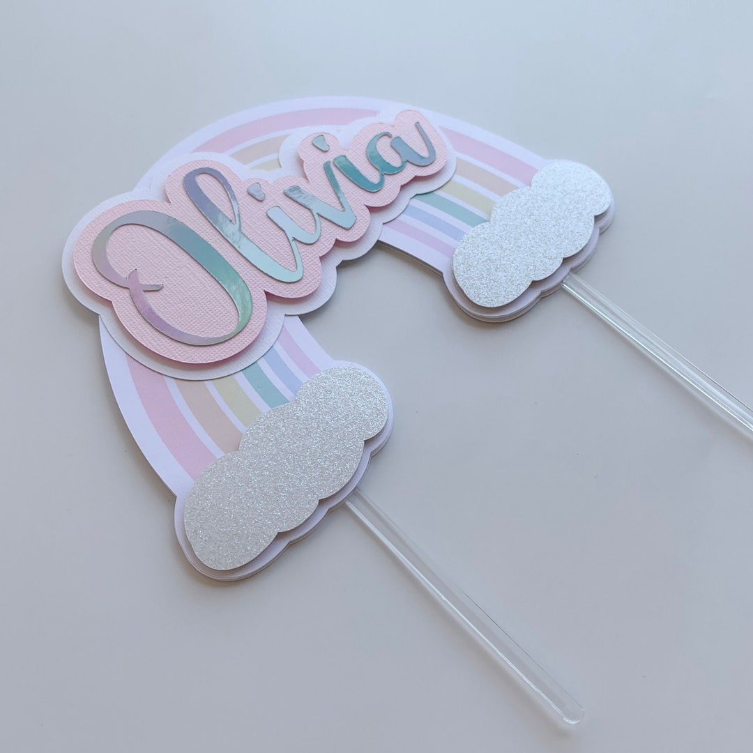 Rainbow Cake Topper With Pastel Colors Layered. Ideal for a - Etsy