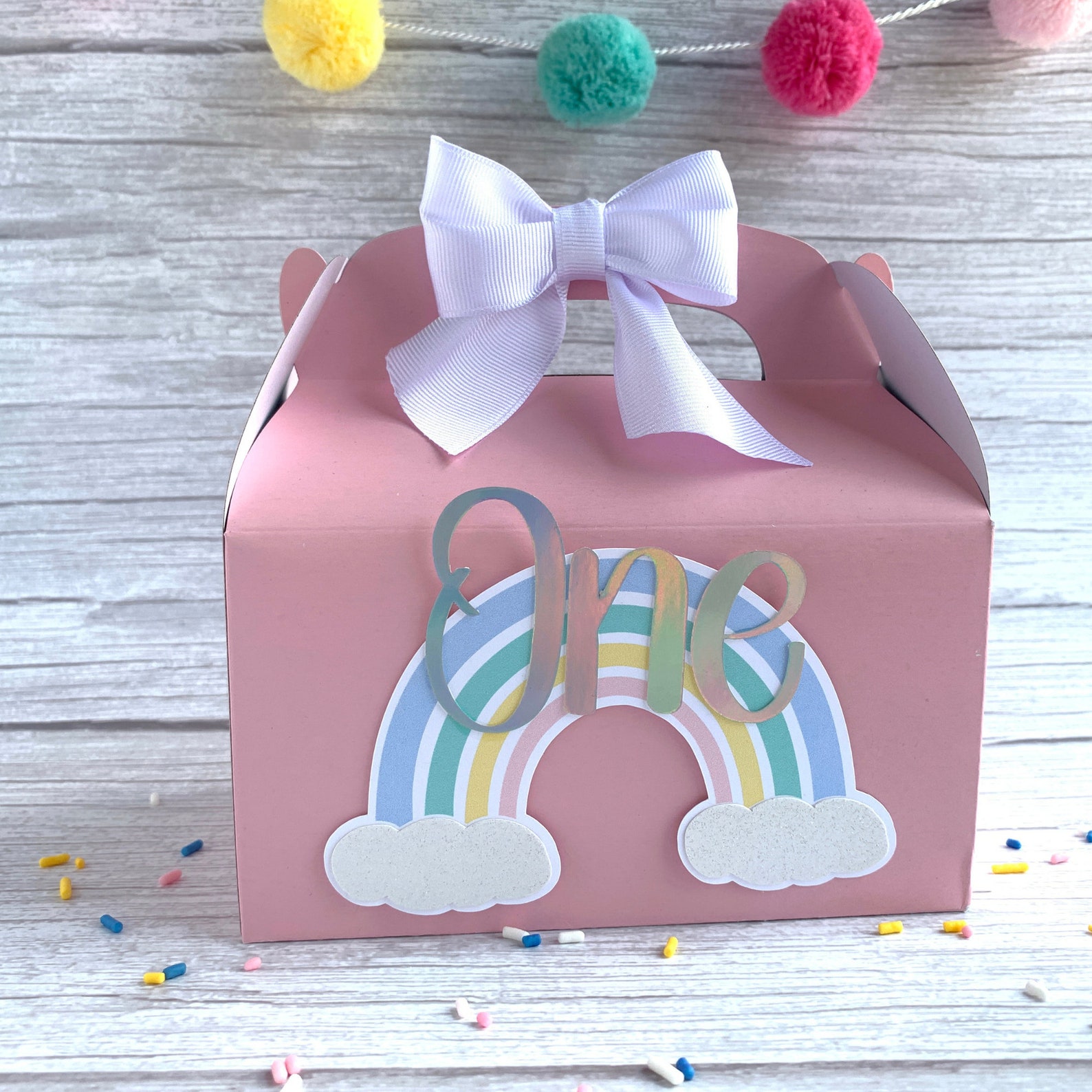 Rainbow Gable Box With Bow. Great for Any Rainbow Party Favor - Etsy