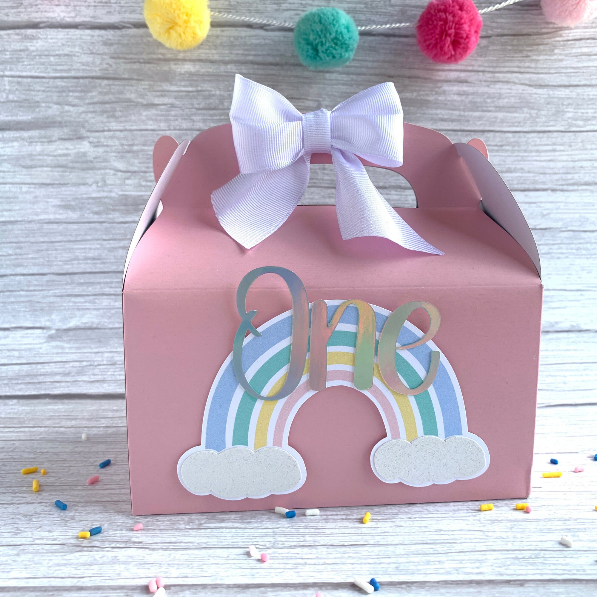 Rainbow Gable Box With Bow. Great for Any Rainbow Party Favor - Etsy