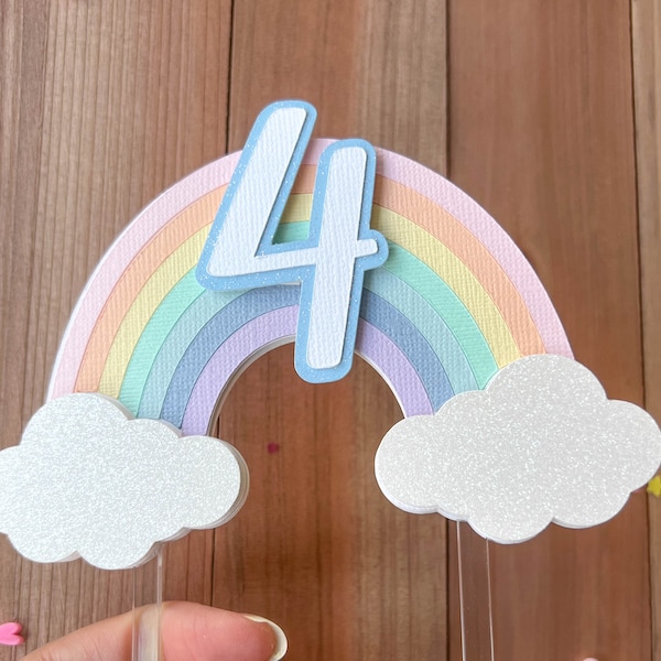 Pastel Rainbow Cake Topper - Etsy