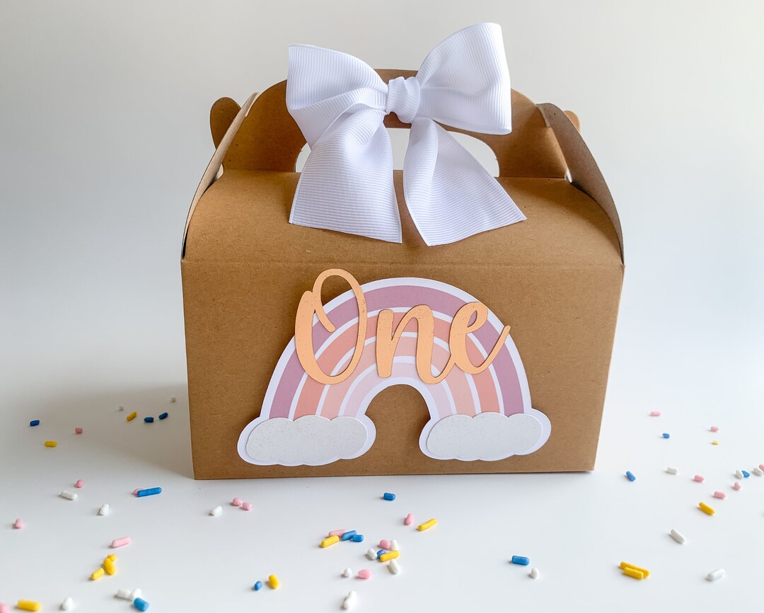 Boho Rainbow Gable Box With White Bow. Ideal Favor for a 1st Birthday ...
