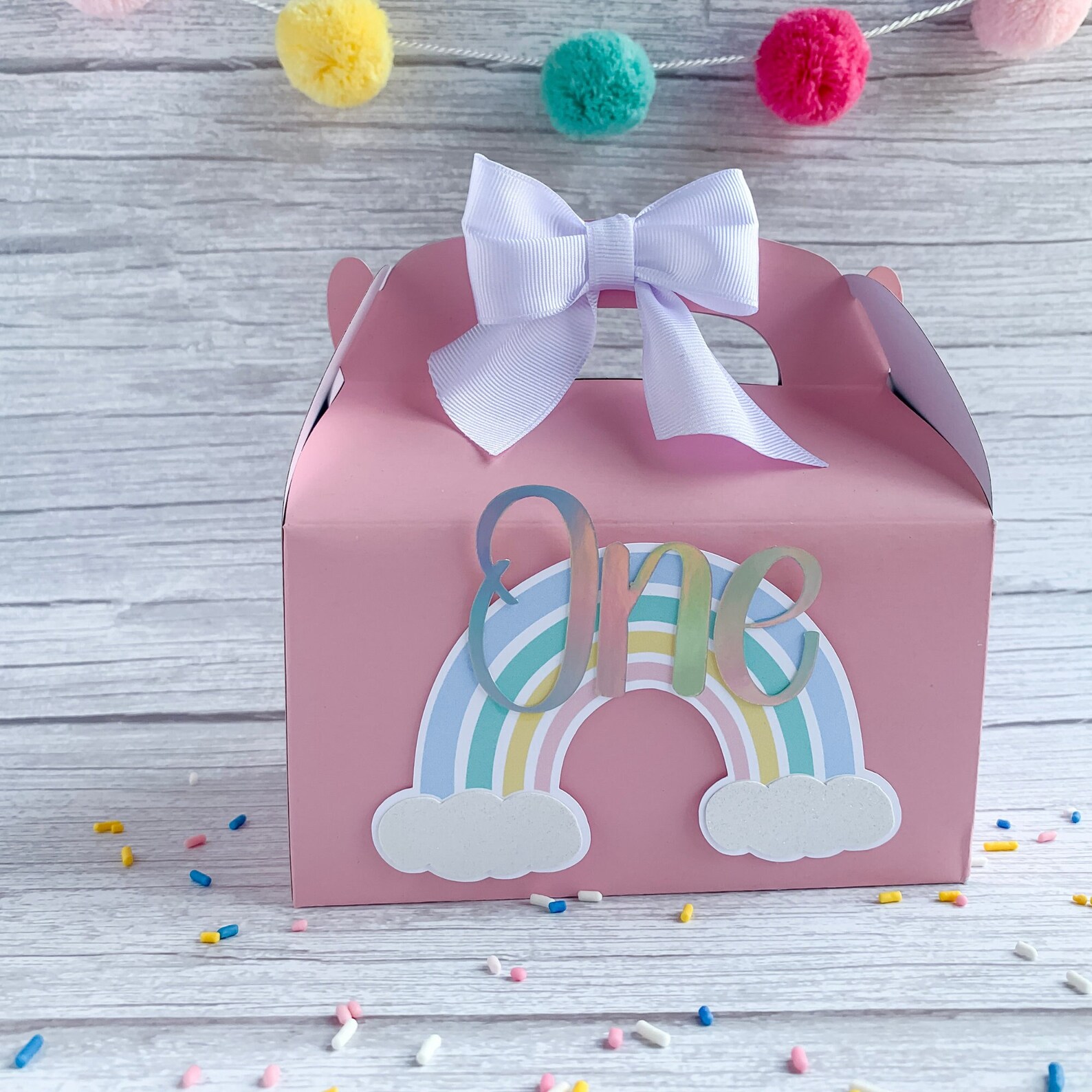 Rainbow Gable Box With Bow. Great for Any Rainbow Party Favor - Etsy
