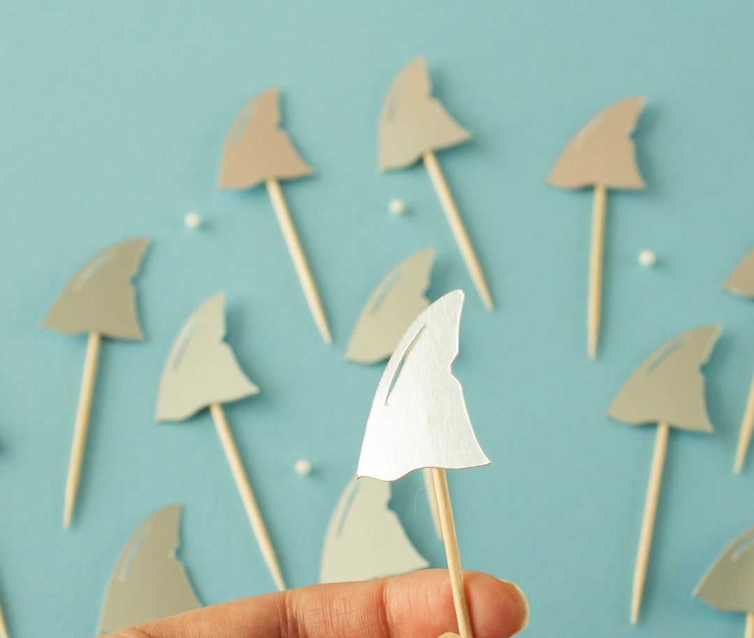 Shark Fin Cupcake Topper, Mini Cupcake or Toothpick Topper. Ideal for a ...