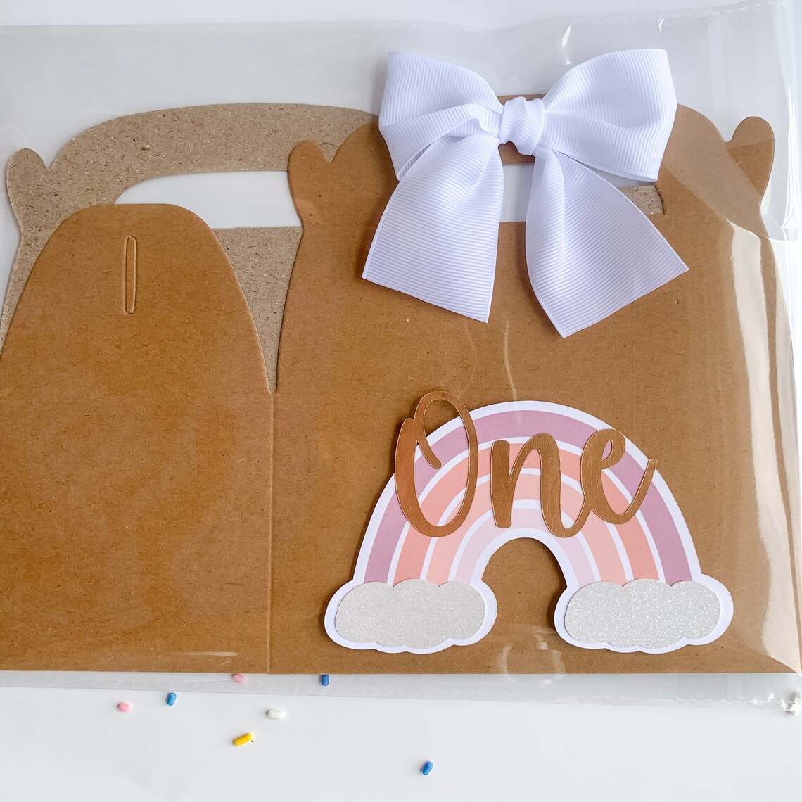 Boho Rainbow Gable Box With White Bow. Ideal Favor for a 1st - Etsy