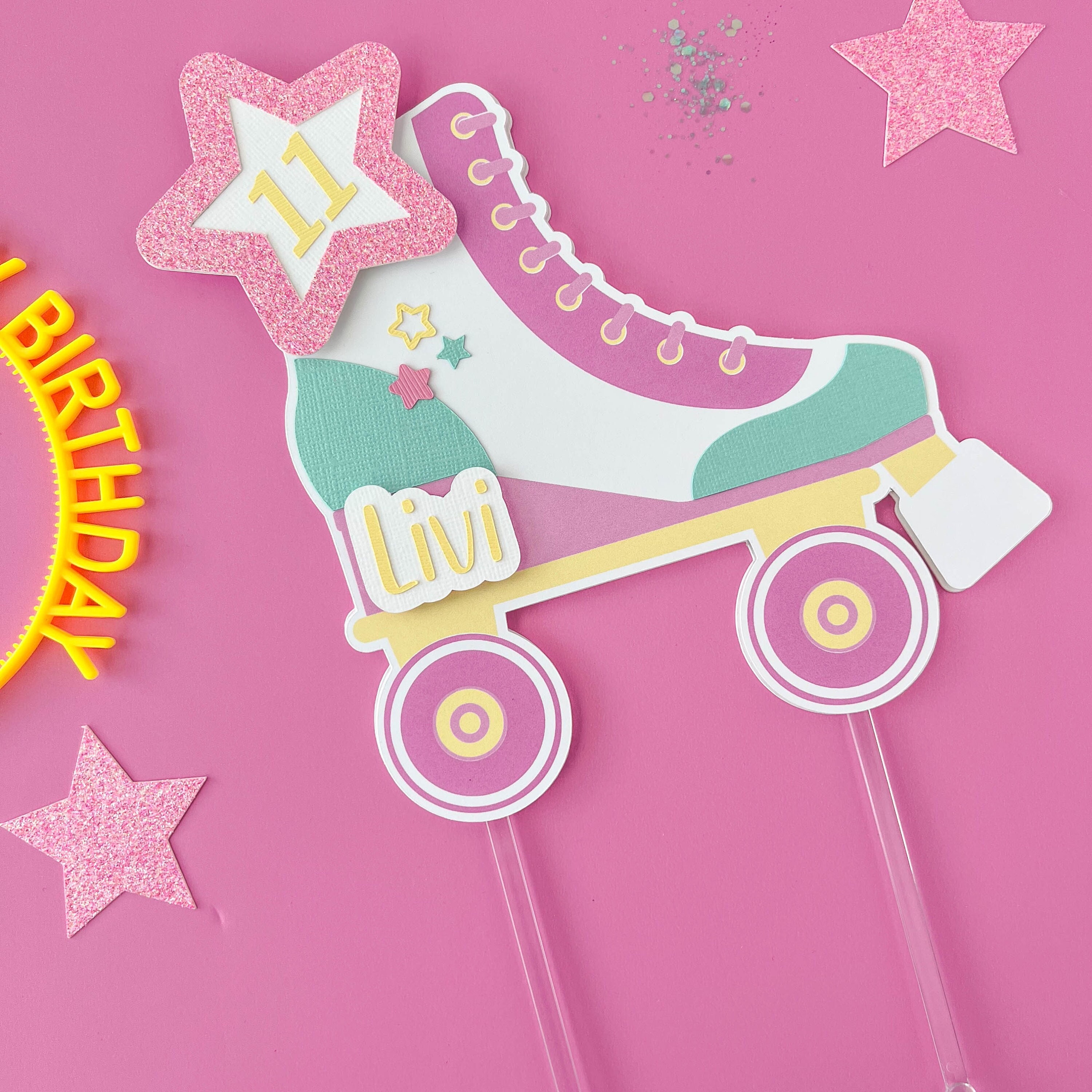 Roller Skate Cake Topper With Vibrant Colors.this Layered Cake Topper ...