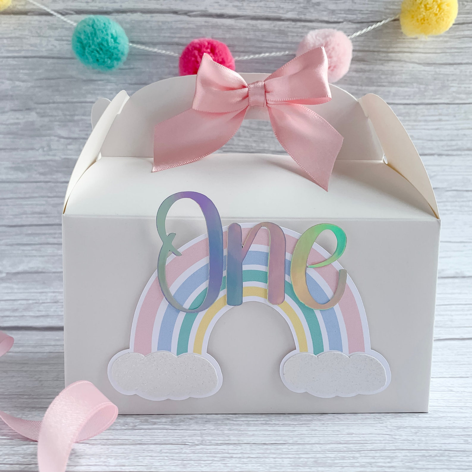 Rainbow Gable Box With Pastel Colors Rainbow With Bow. Great - Etsy
