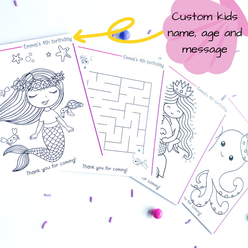 Mermaid Coloring Pack for Birthday Party. Coloring Pages Ideal - Etsy