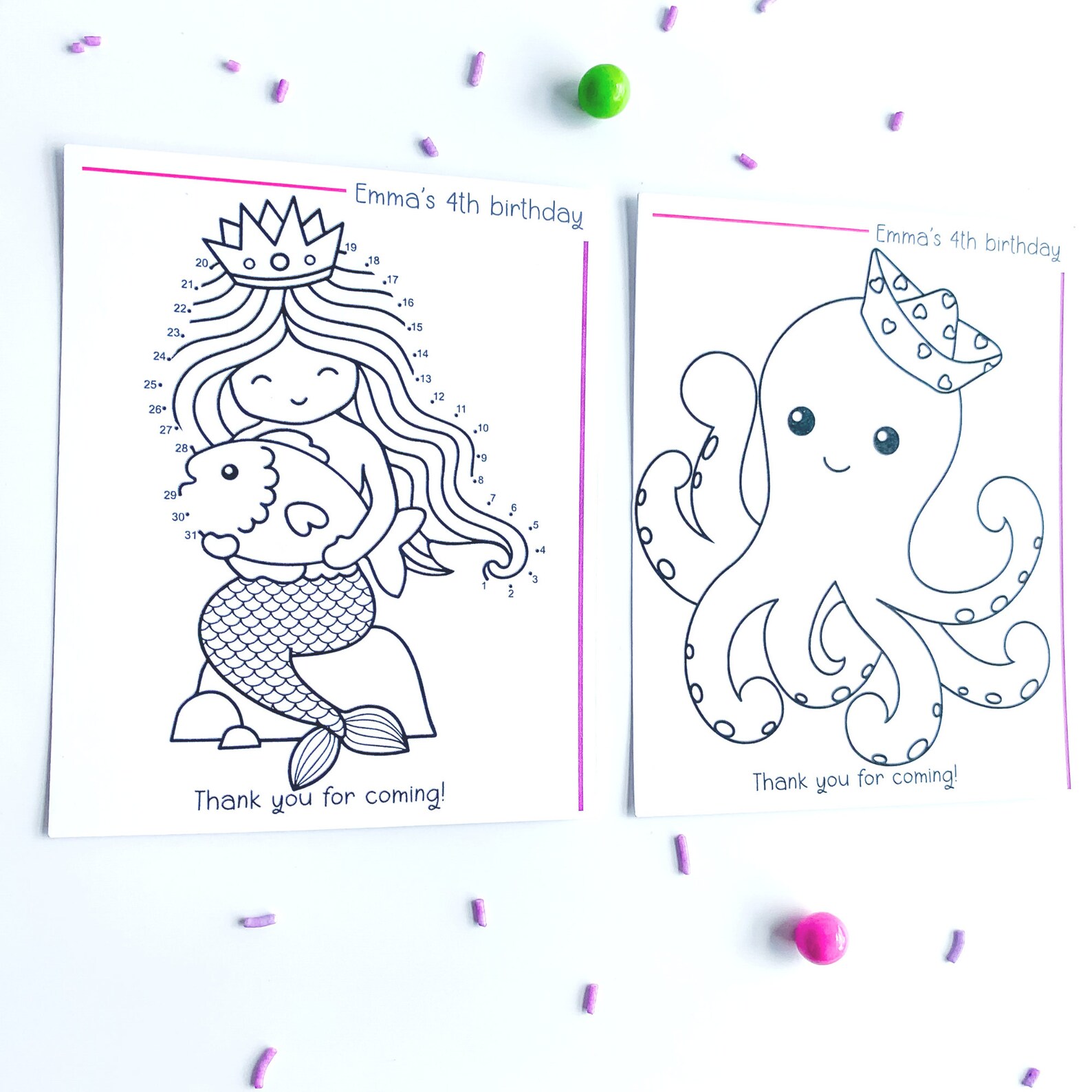 Mermaid Coloring Pack for Birthday Party. Coloring Pages Ideal to Give ...