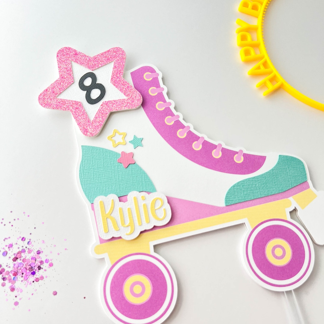 Roller Skate Cake Topper With Vibrant Colors.this Layered Cake - Etsy