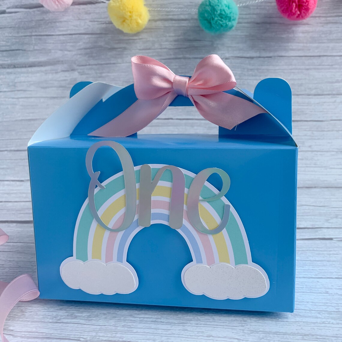 Rainbow Gable Box With Bow. Great for Any Rainbow Party Favor - Etsy