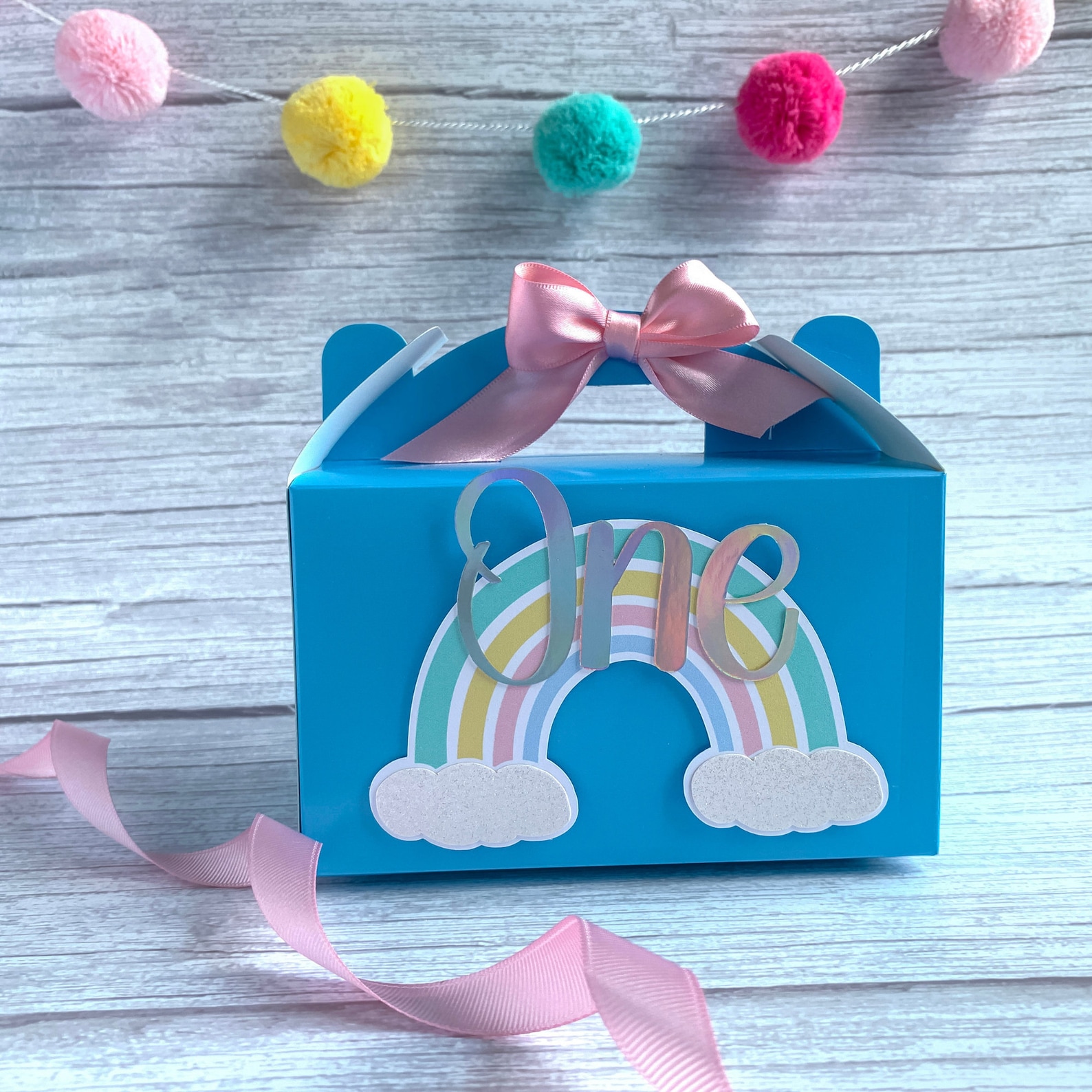 Rainbow Gable Box With Bow. Great for Any Rainbow Party Favor - Etsy