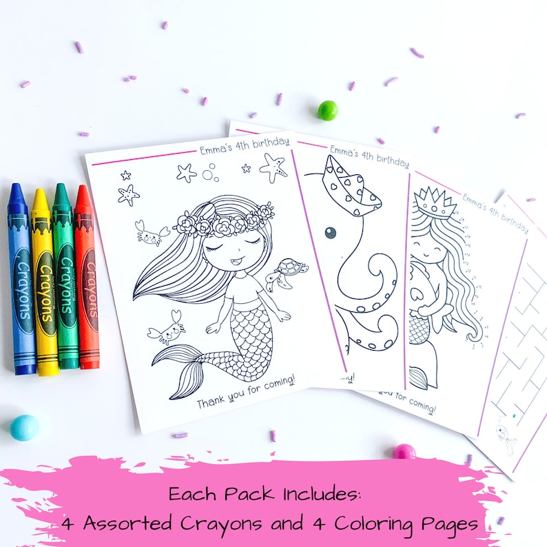 Mermaid Coloring Pack for Birthday Party. Coloring Pages Ideal - Etsy