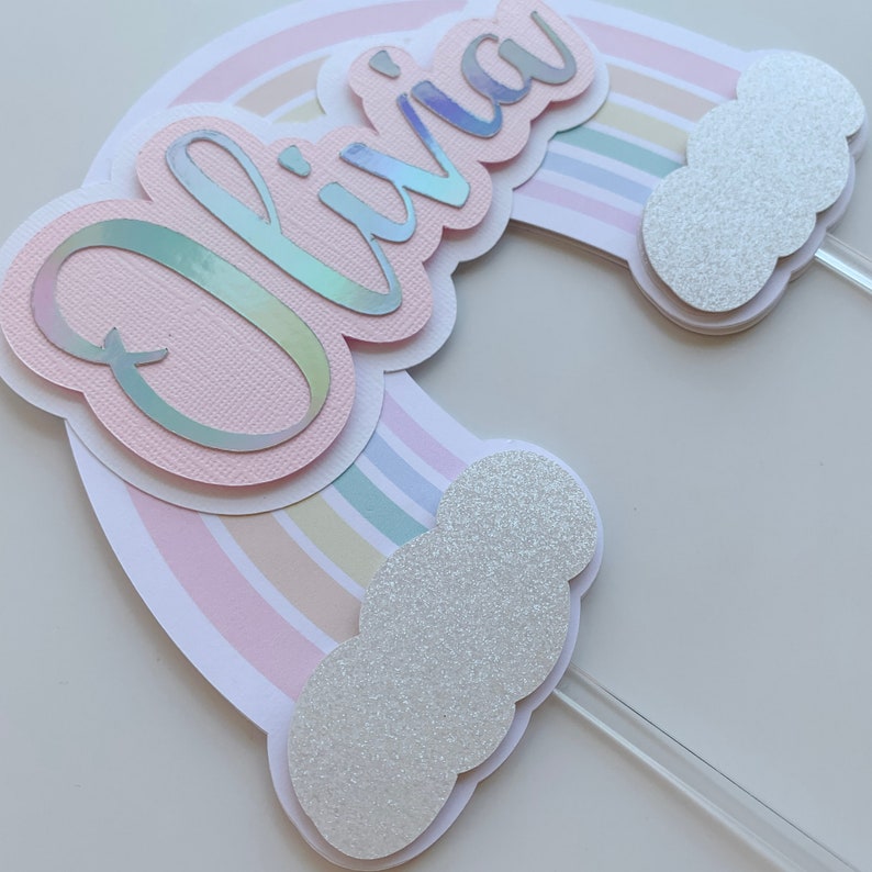 Rainbow Cake Topper With Pastel Colors Layered. Ideal for a - Etsy